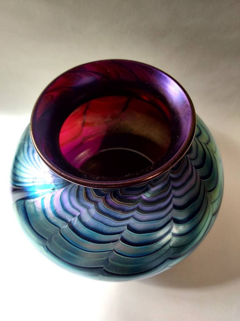 Okra Blue and Purple Irridescent Glass Bowl - Etsy