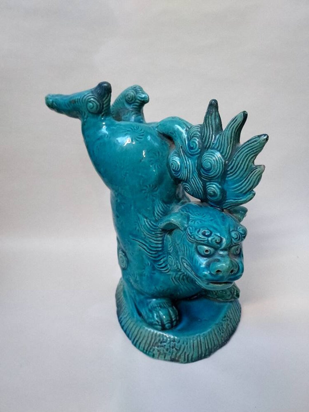 Cyan Blue Ceramic Dog of Foo - Etsy