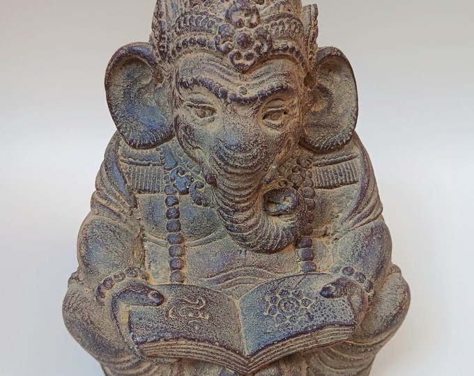 Stone Seated Reading Ganesh Statue - Etsy