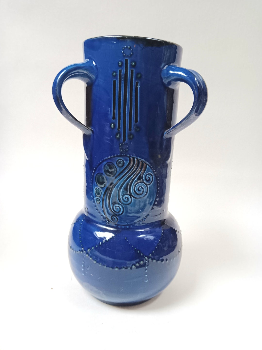 Antique Blue Brannam Devon Pottery Embossed Vase - Etsy