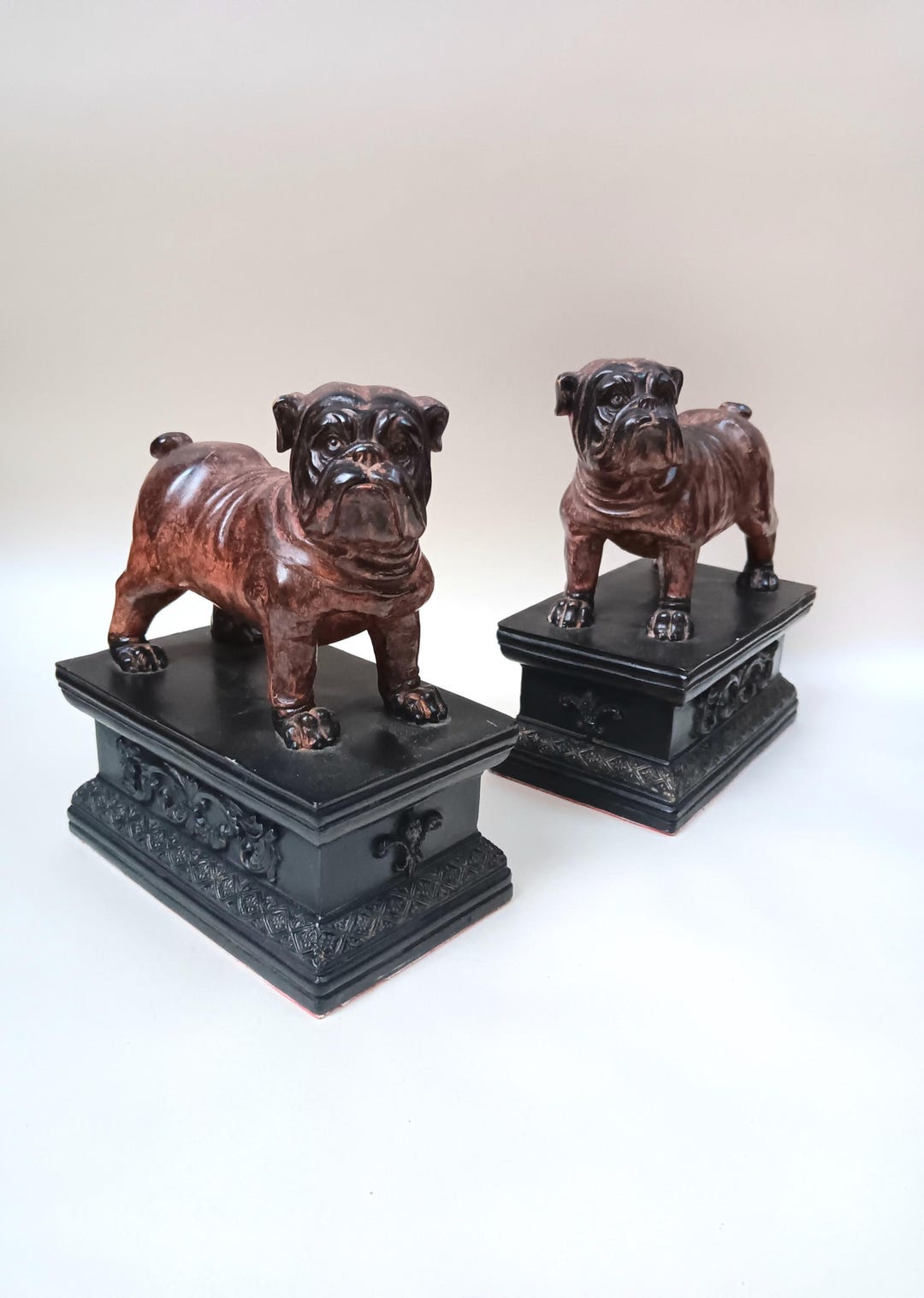 Pair of Bronze and Marble Bulldog Bookends - Etsy