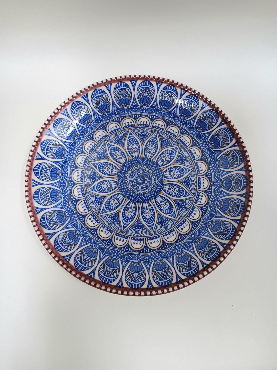Ceramic Blue and Red Spanish Plate With Arabic Design - Etsy