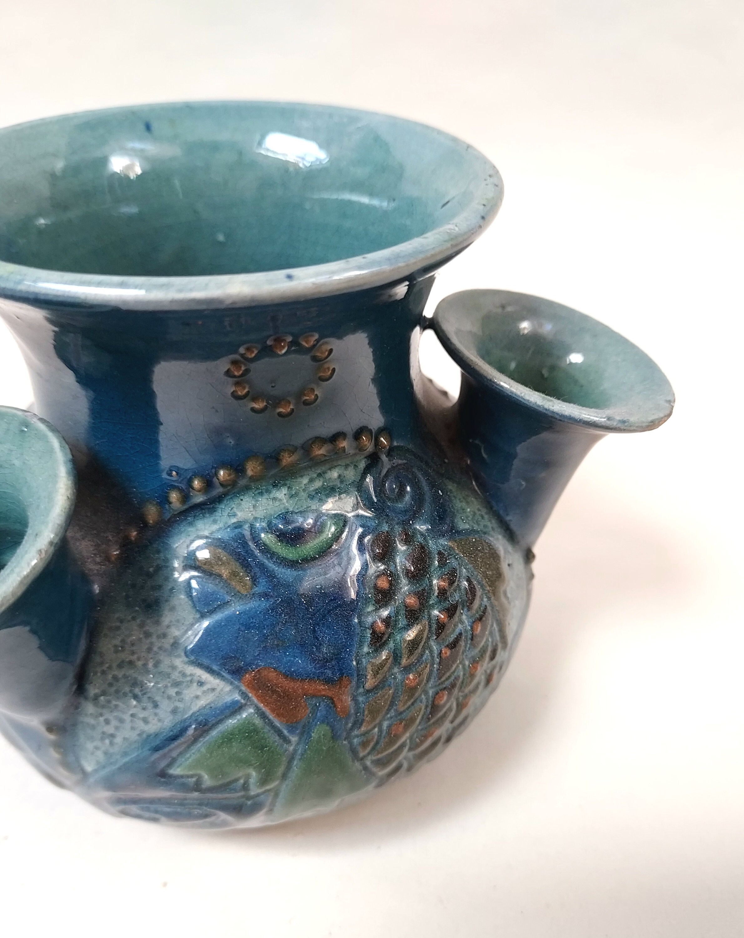 Antique Brannam Pottery Triple Spout Fish Vase - Etsy