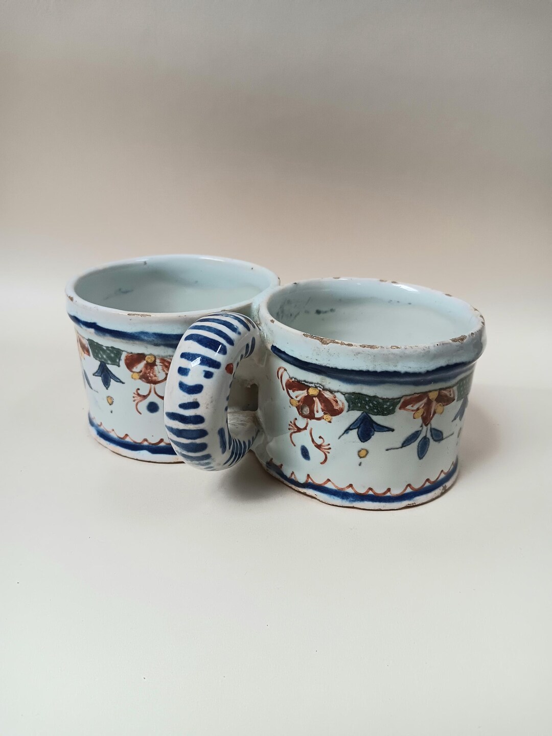 Antique 19th Century Handmade Ceramic French Faience Double Sweetmeats ...