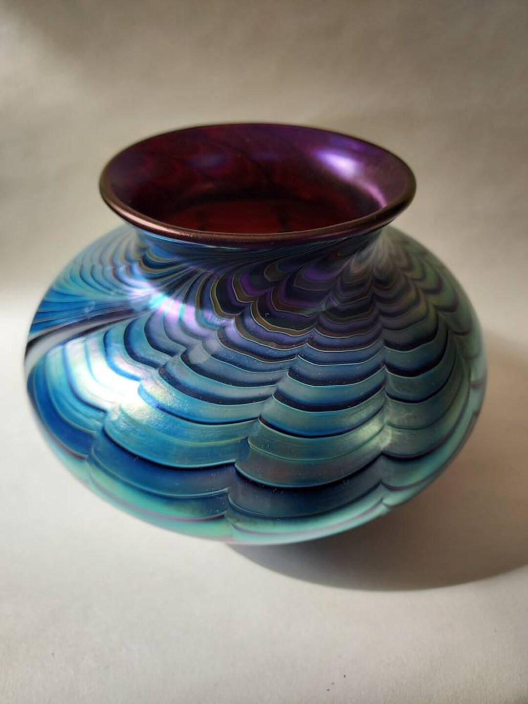 Okra Blue and Purple Irridescent Glass Bowl - Etsy UK