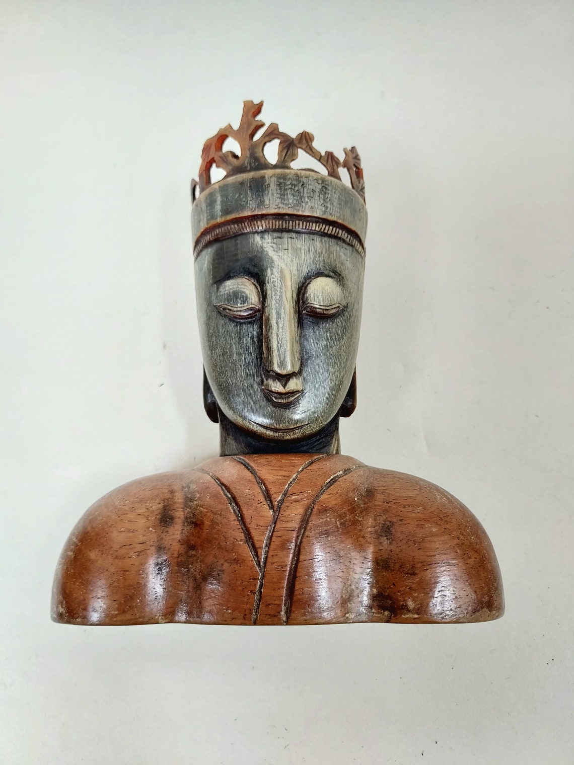 Handcarved Chinese Wood and Horn Buddha - Etsy