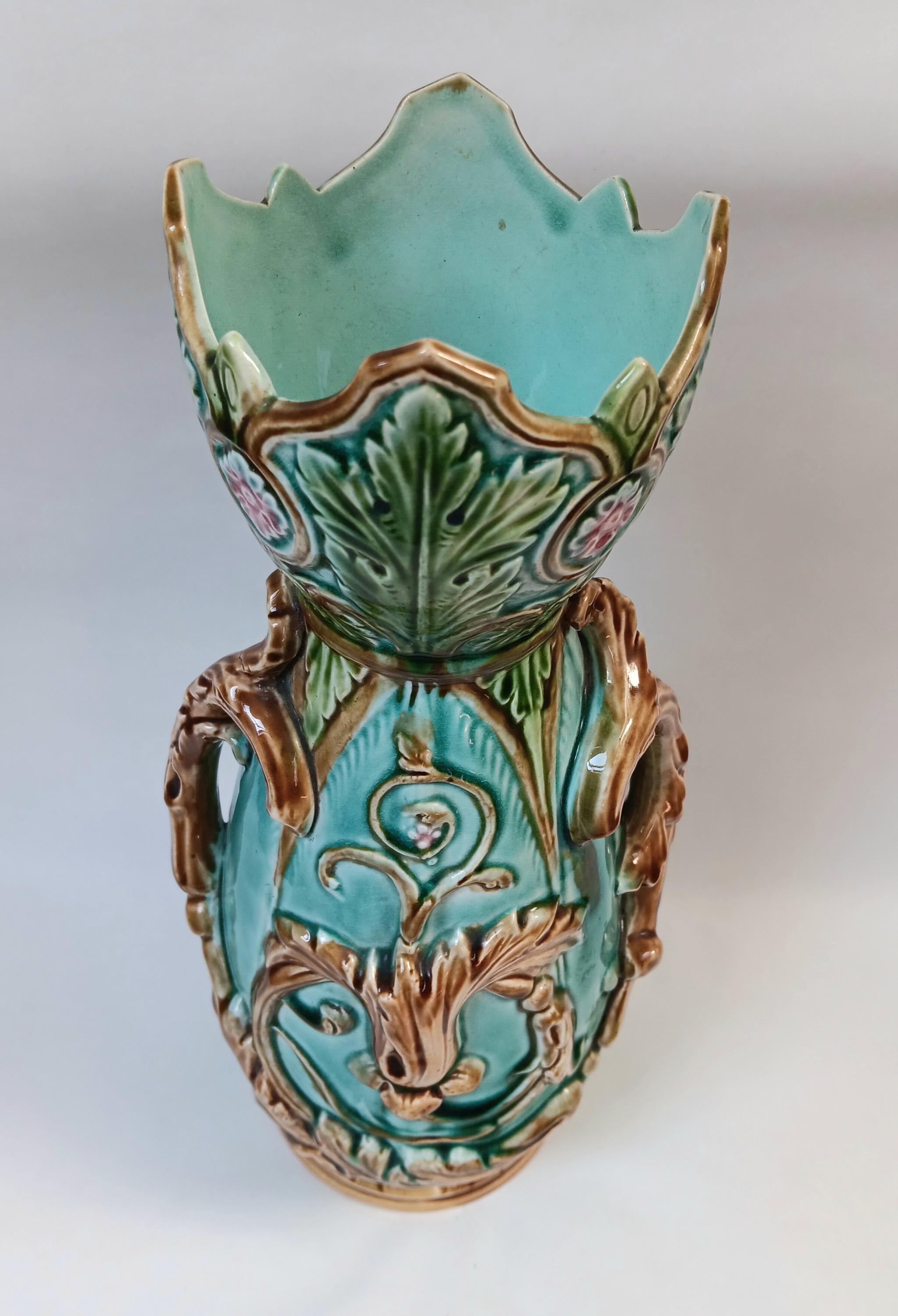 Antique French Art Nouveau 19th Century Nimy Les Mons Majolica Ceramic ...