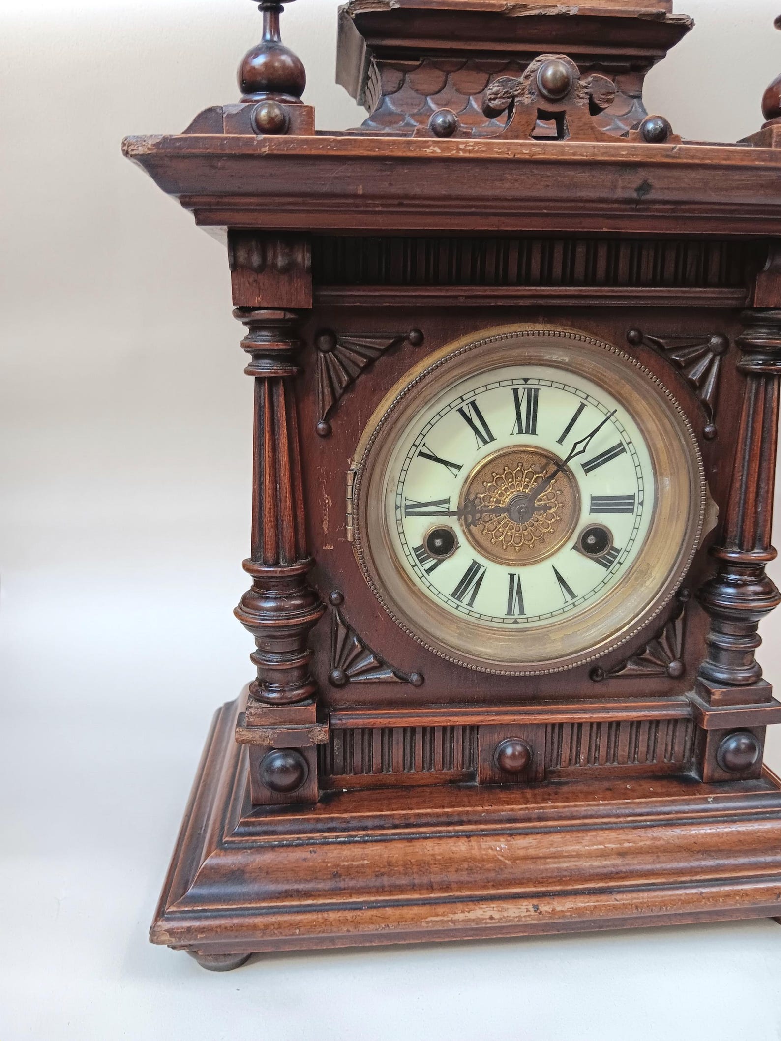Antique German Walnut Wooden Mantel Clock - Etsy