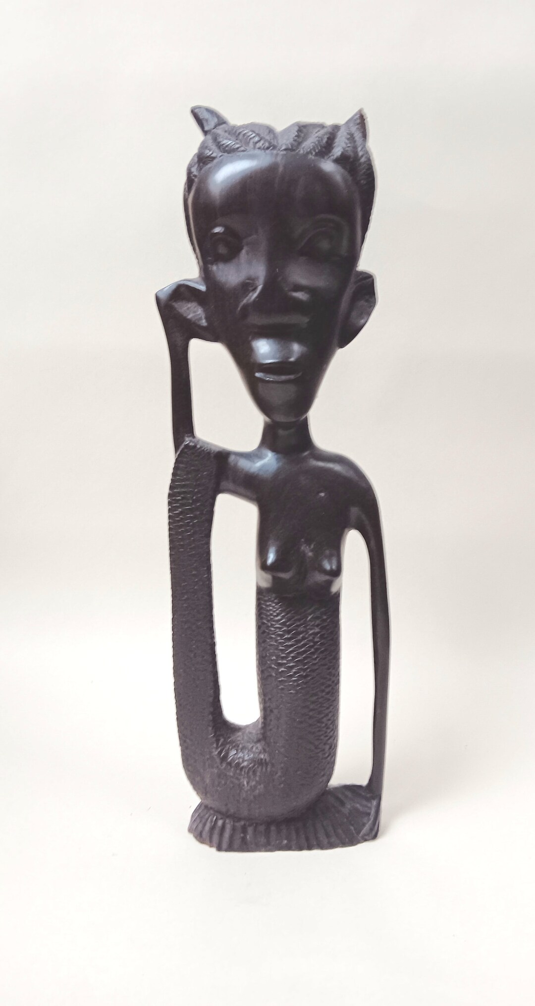 Wooden West African Hand Carved Mythical Mermaid Figure - Etsy UK