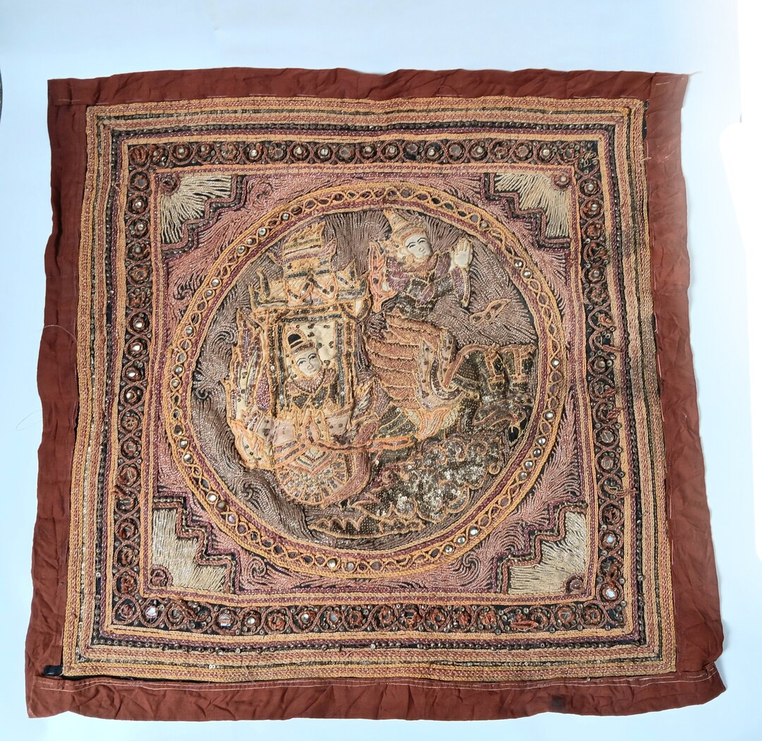 Antique Handmade Burmese Myanmar Kalaga Tapestry - Etsy