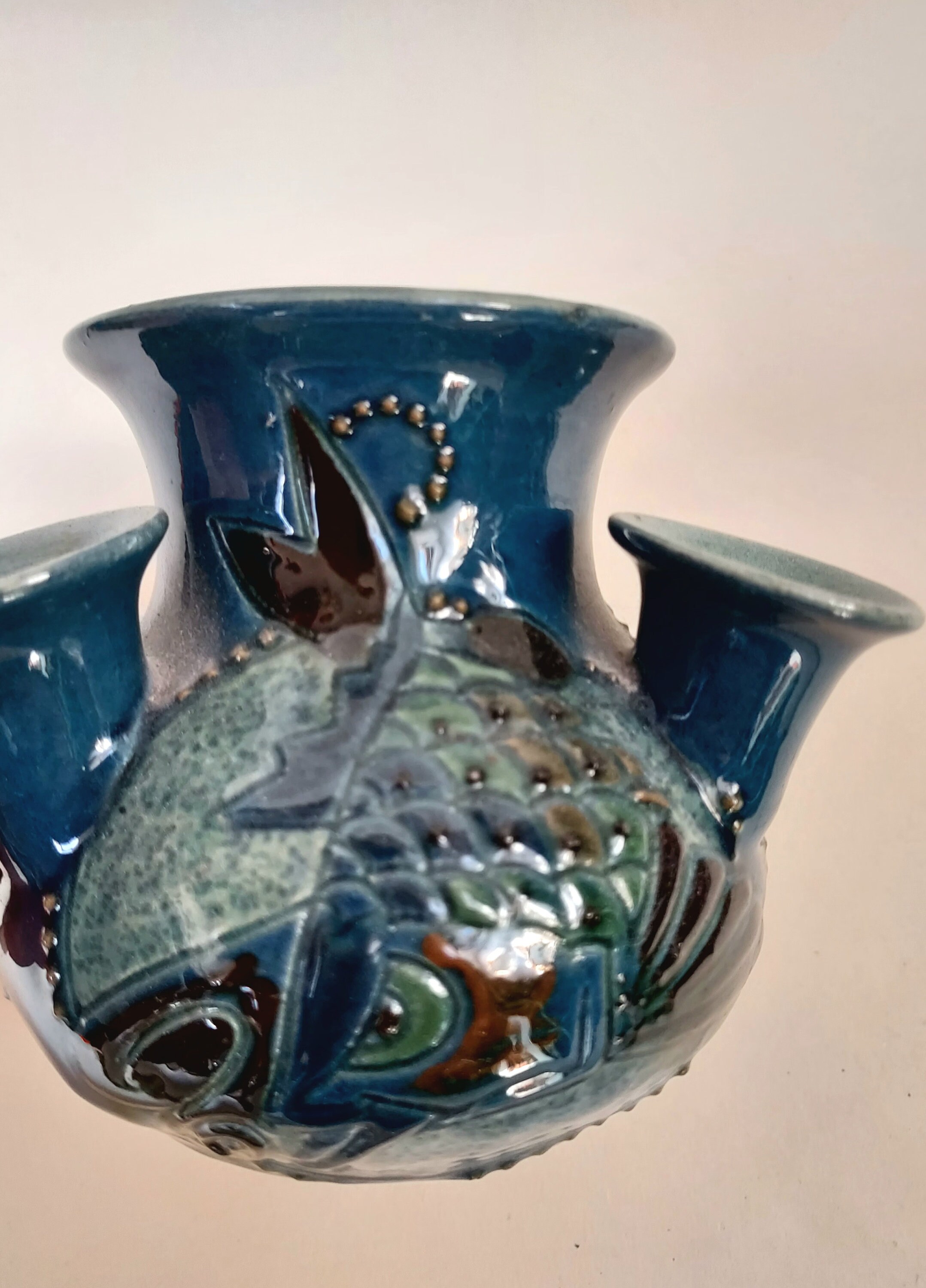 Antique Brannam Pottery Triple Spout Fish Vase - Etsy
