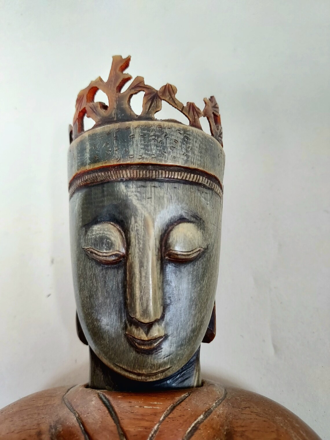 Handcarved Chinese Wood and Horn Buddha - Etsy