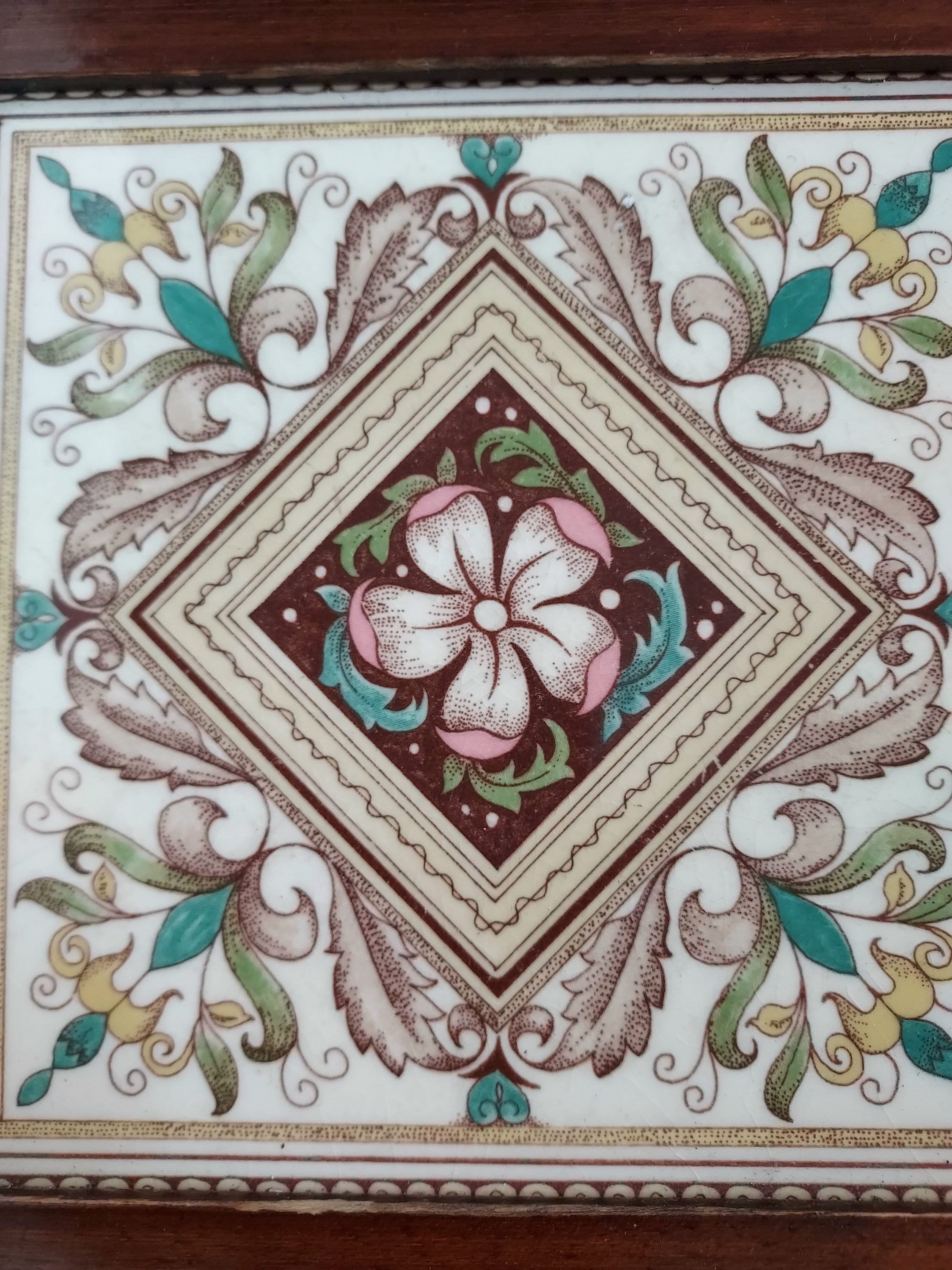 Oak Framed Antique Minton Tile - Etsy