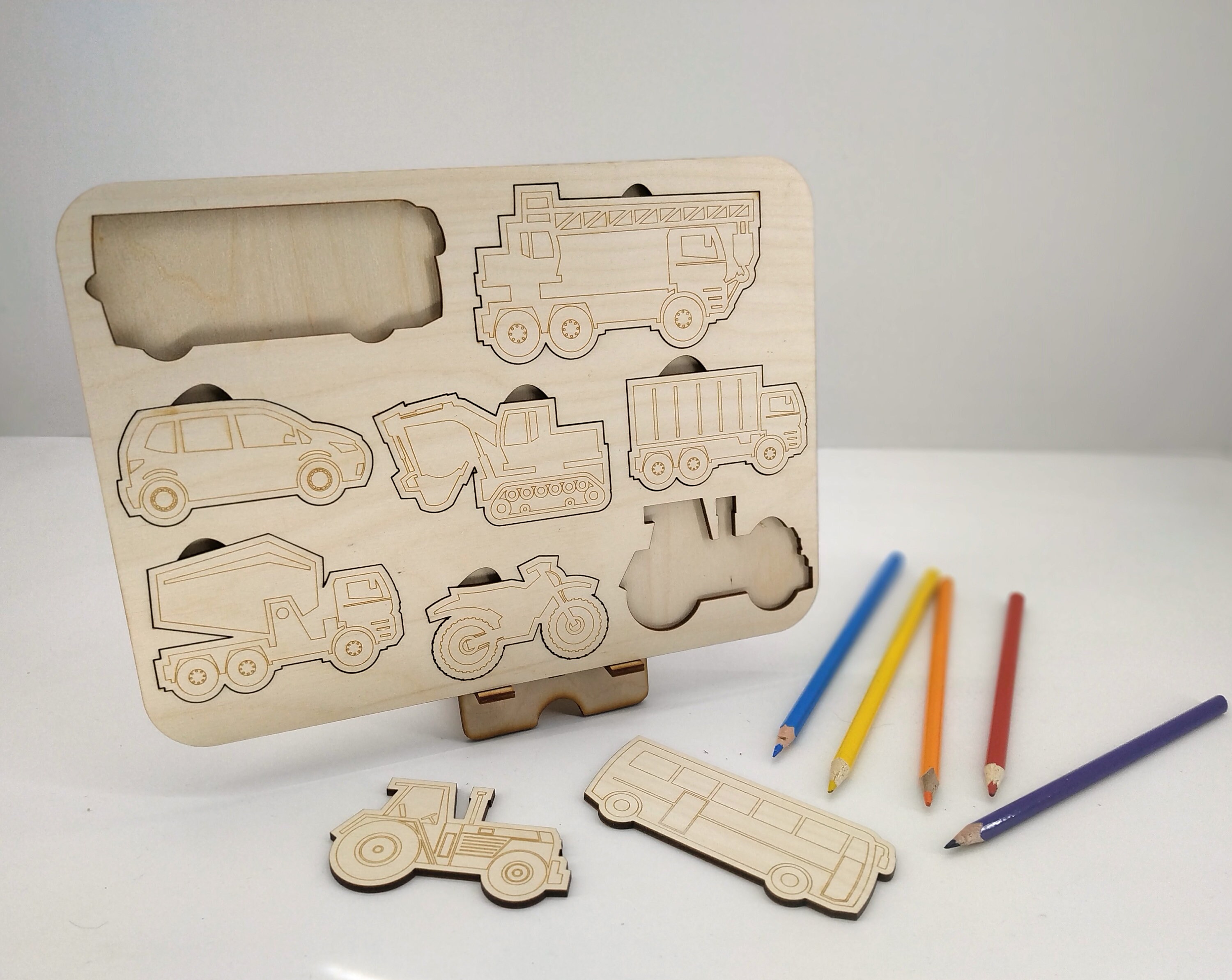 Wooden Transport Puzzle, Educational Shape Puzzle Montessori Toy ...
