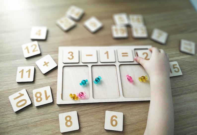 Wooden Math Board Montessori Math Counting Tray Number - Etsy