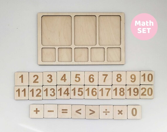 Toys Wooden Counting Tray Montessori Wooden Math Tray Math and Counting ...