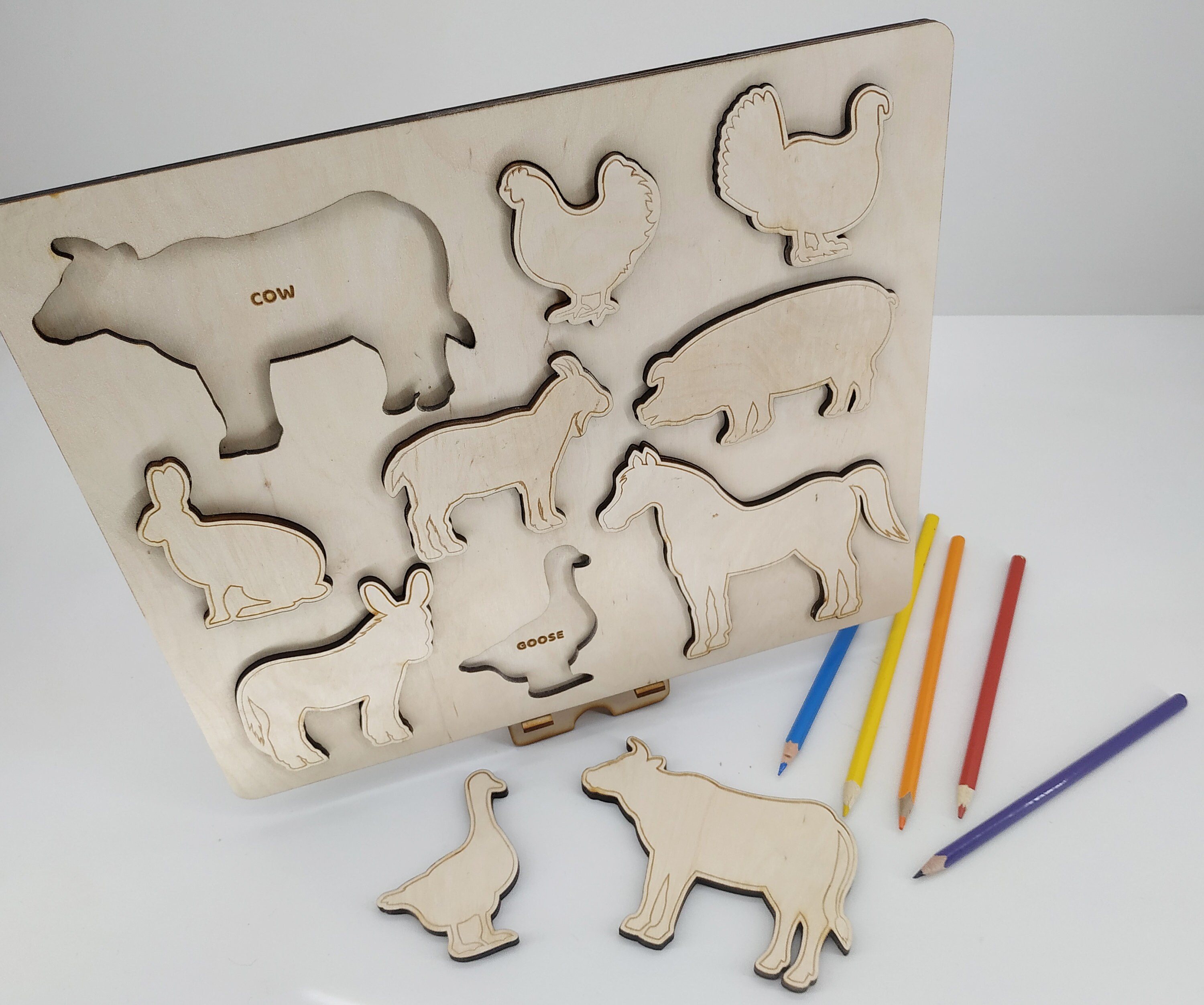 Wooden Farm Animal Puzzle Educational Shape Puzzle Montessori - Etsy