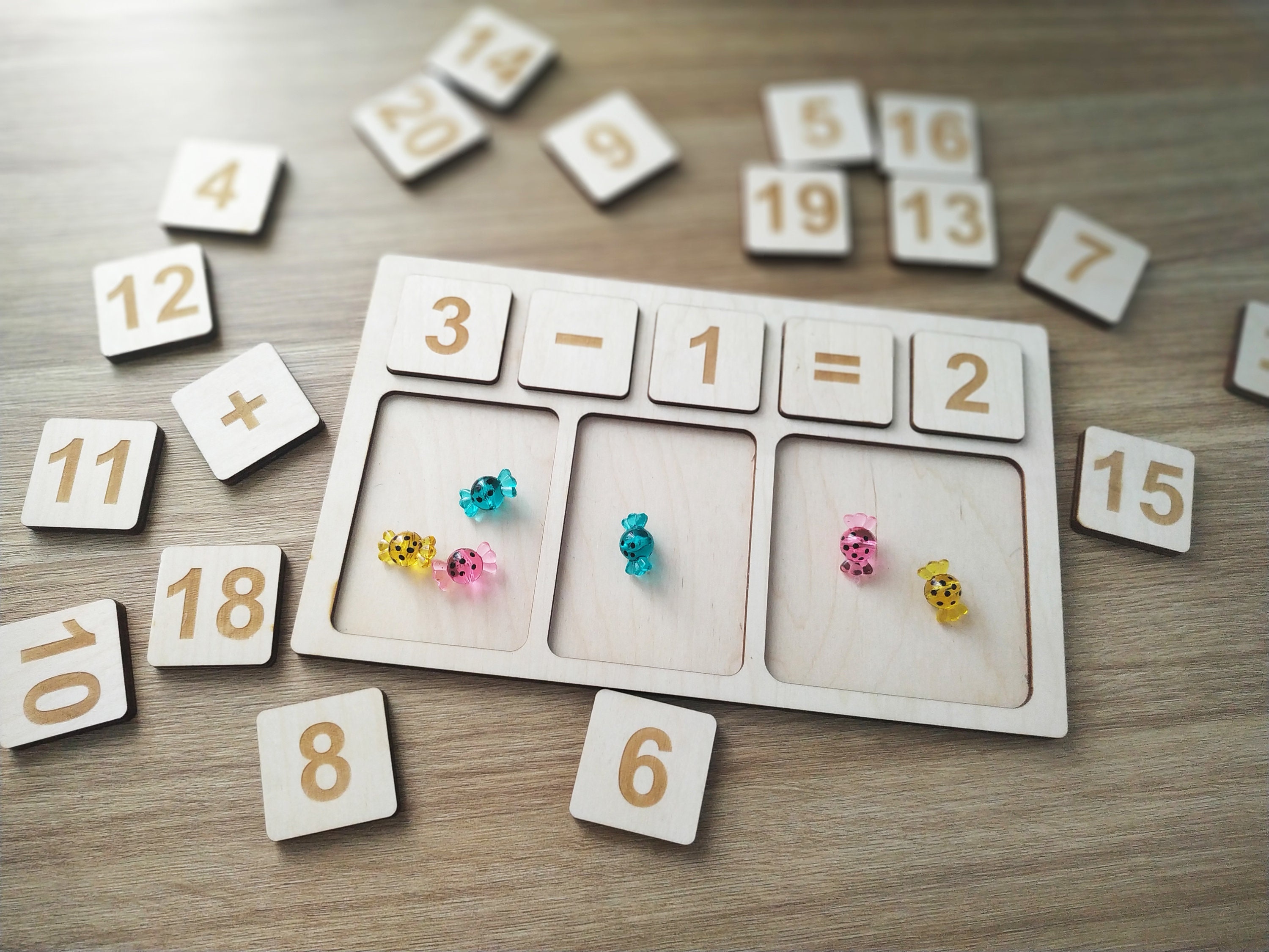 Wooden Math Board Montessori Math Counting Tray Number - Etsy