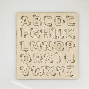 Wooden Alphabet Puzzle Montessori Toy for Kids Educational - Etsy