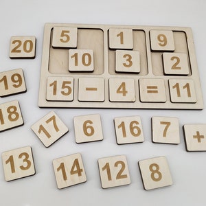 Wooden Math Board, Montessori Math Counting Tray Number Puzzle ...