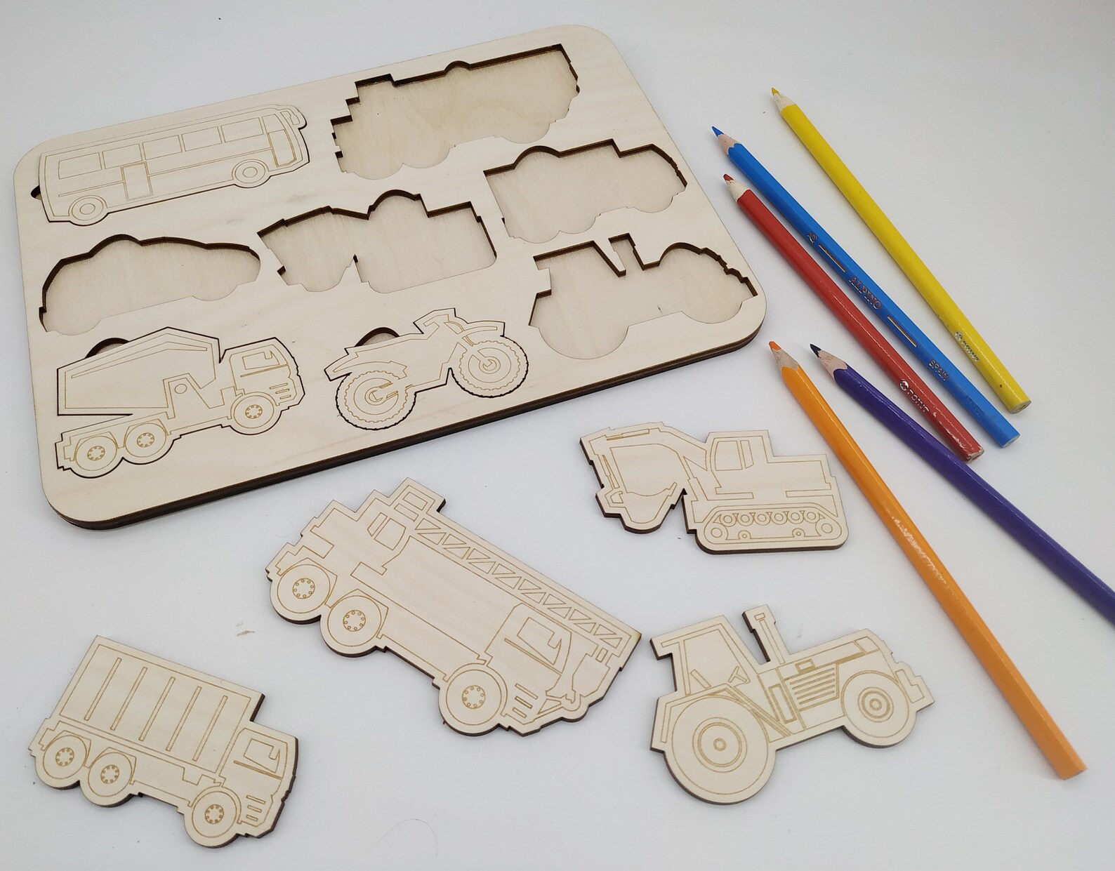 Wooden Transport Puzzle Educational Shape Puzzle Montessori | Etsy