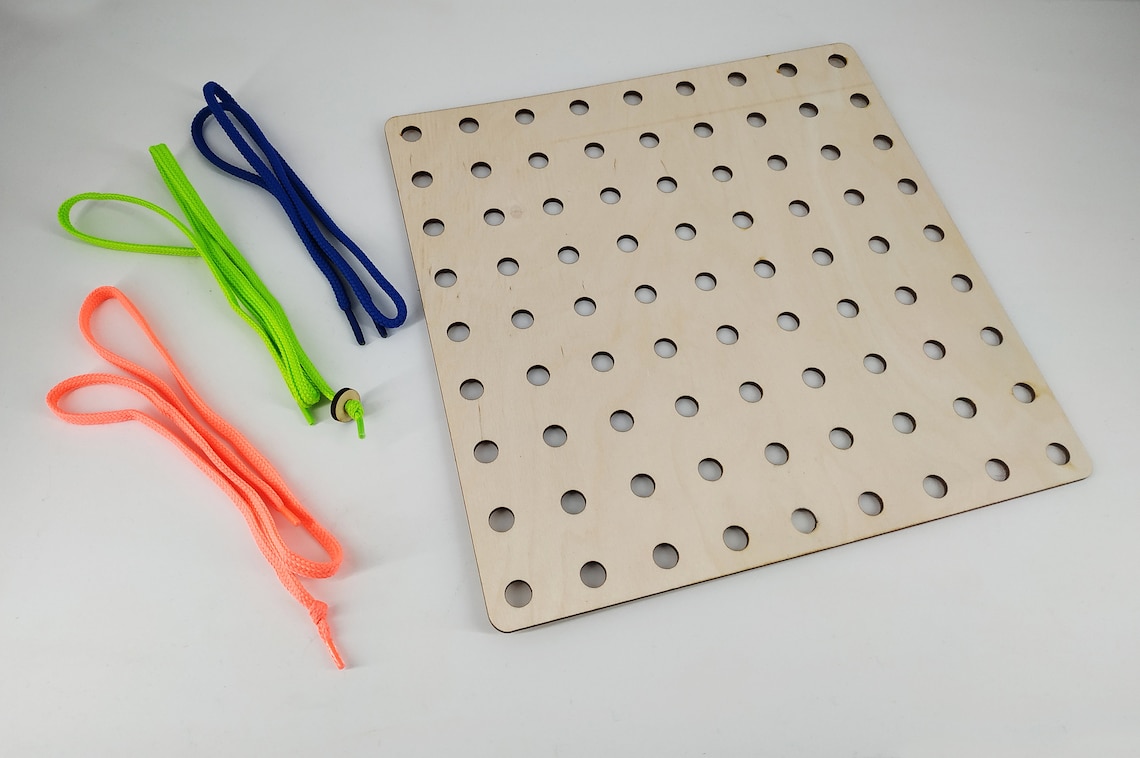 Wooden Lacing Toys for Kids, Montessori Lacing Activity Board Toy, Wood ...