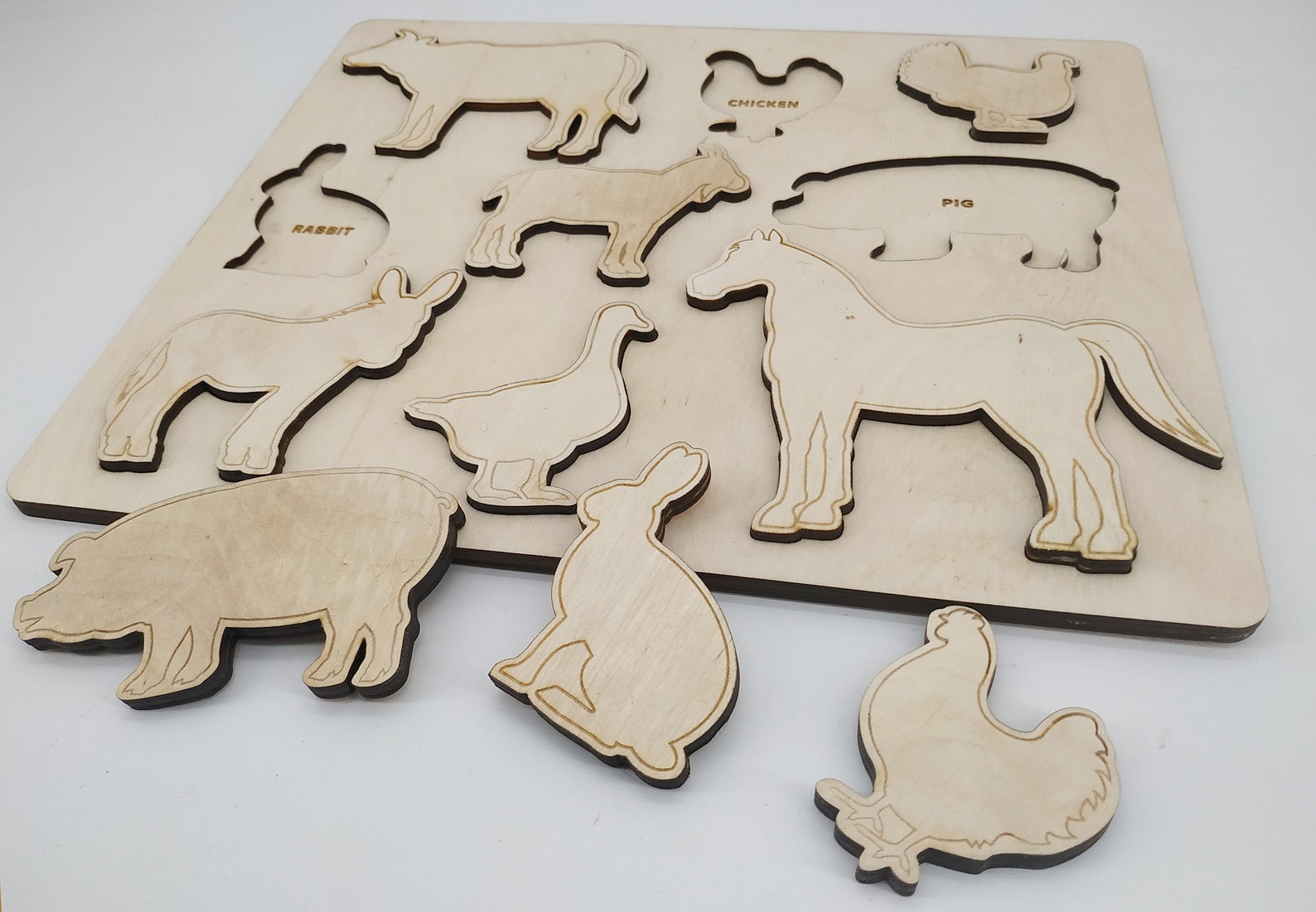 Wooden Farm Animal Puzzle Educational Shape Puzzle Montessori - Etsy
