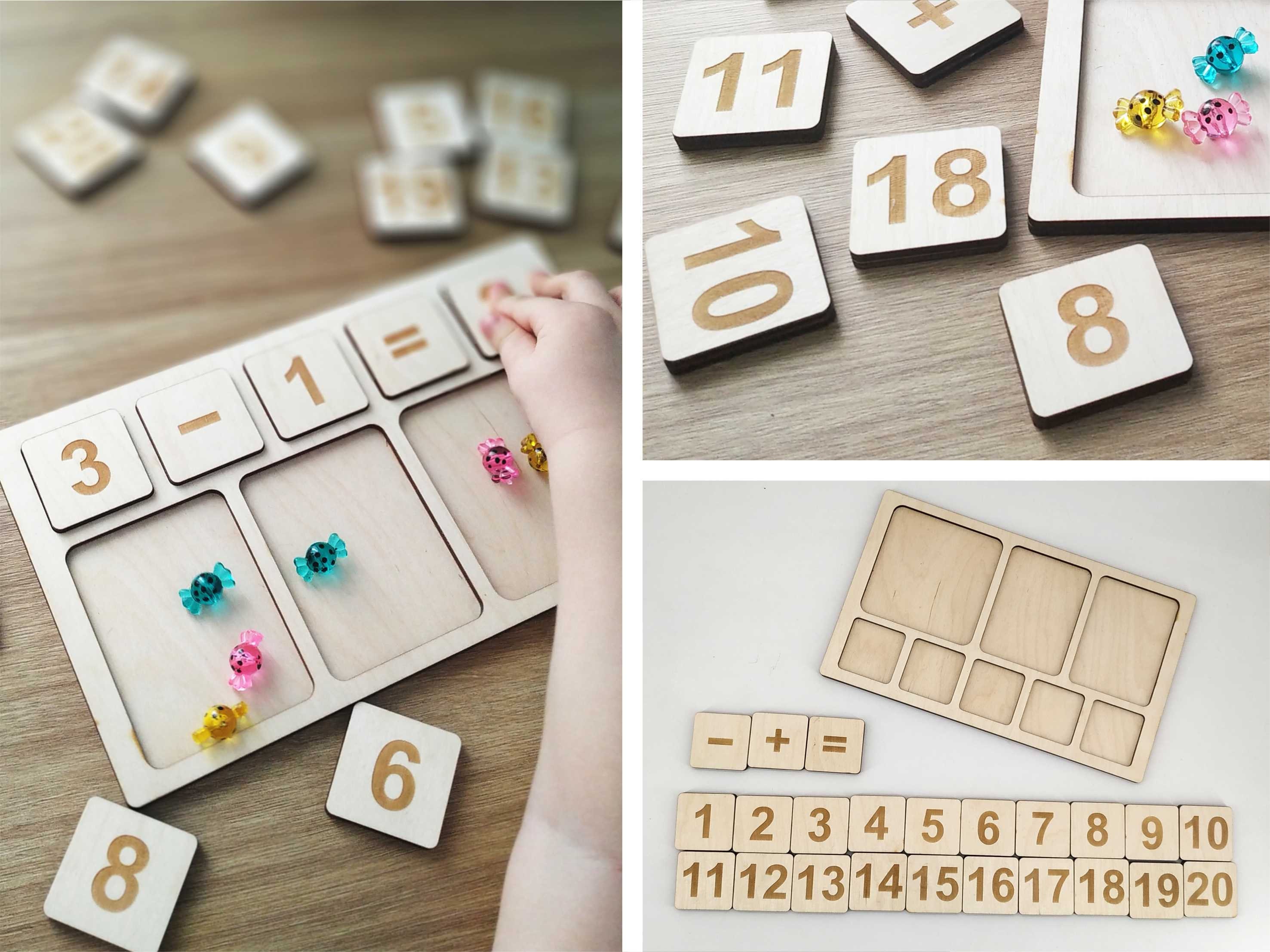 Toys Wooden Counting Tray Montessori Wooden Math Tray Math and Counting ...