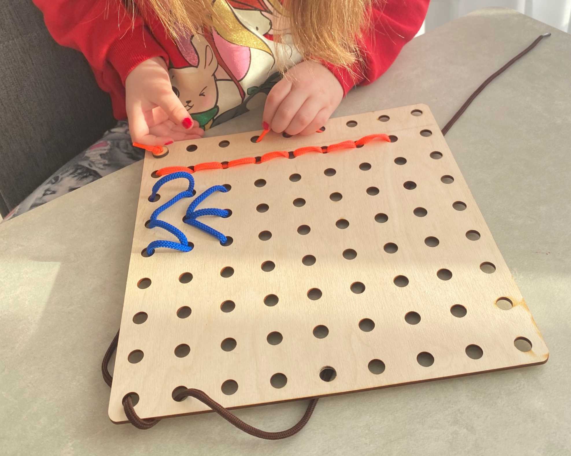 Wooden Lacing Toys for Kids, Montessori Lacing Activity Board Toy, Wood ...