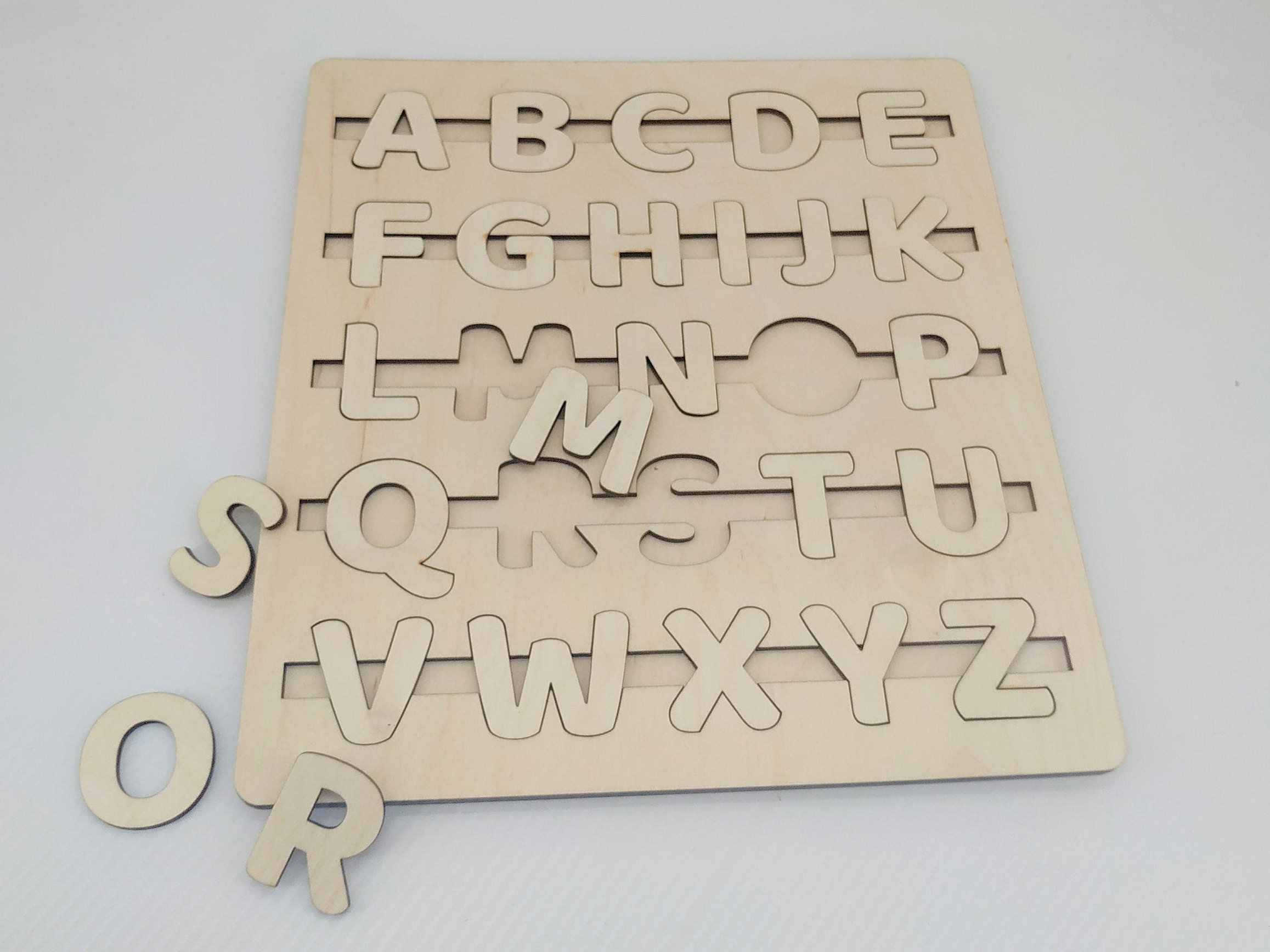 Wooden Alphabet Puzzle Montessori Toy for Kid Educational - Etsy