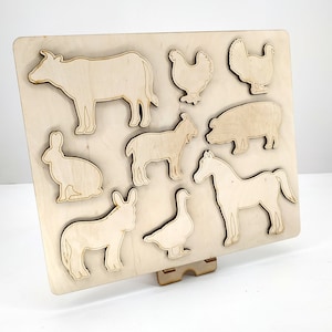 Wooden Farm Animal Puzzle Educational Shape Puzzle Montessori - Etsy