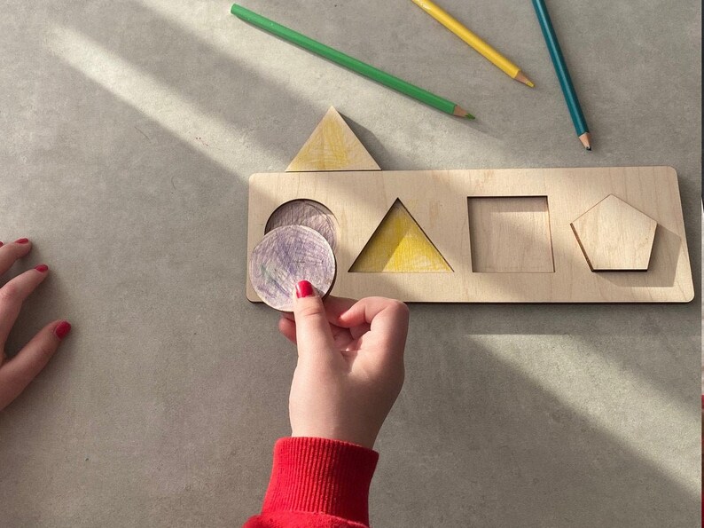 Wooden Shape Puzzle Montessori Toy for Kids, Educational Toddlers Toys ...