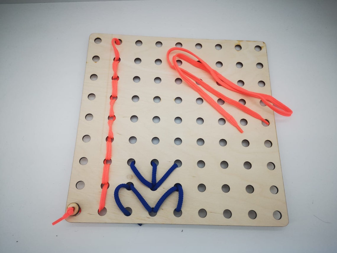 Wooden Lacing Toys for Kids, Montessori Lacing Activity Board Toy, Wood ...