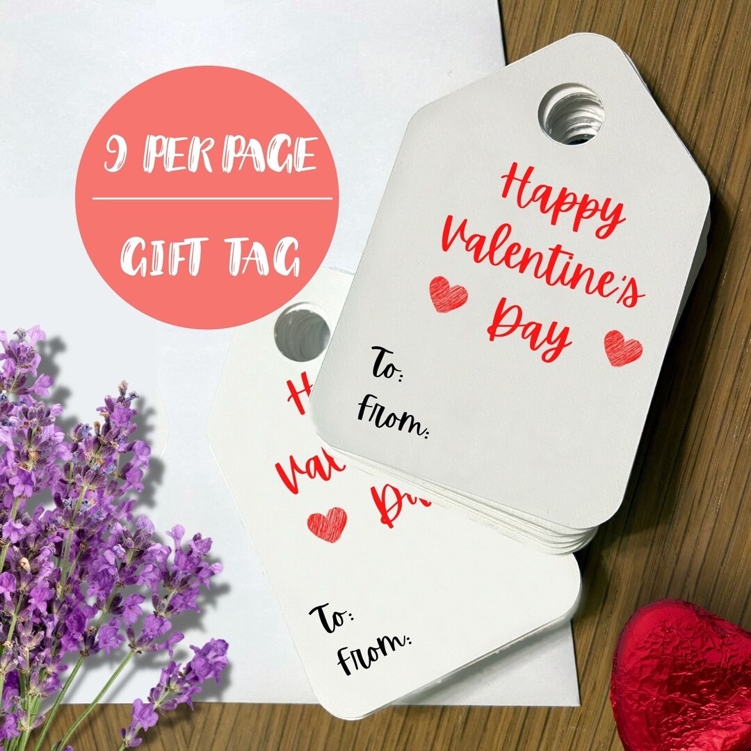 Printable Valentines Day Gift Tag, Happy Valentines Tag for School ...