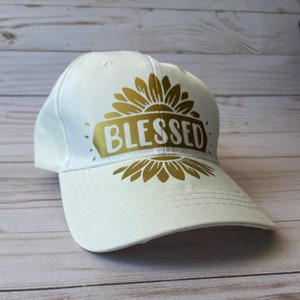 Blessed Baseball Cap, Cute Christian Hat, Gold Christian Cap, Christian ...