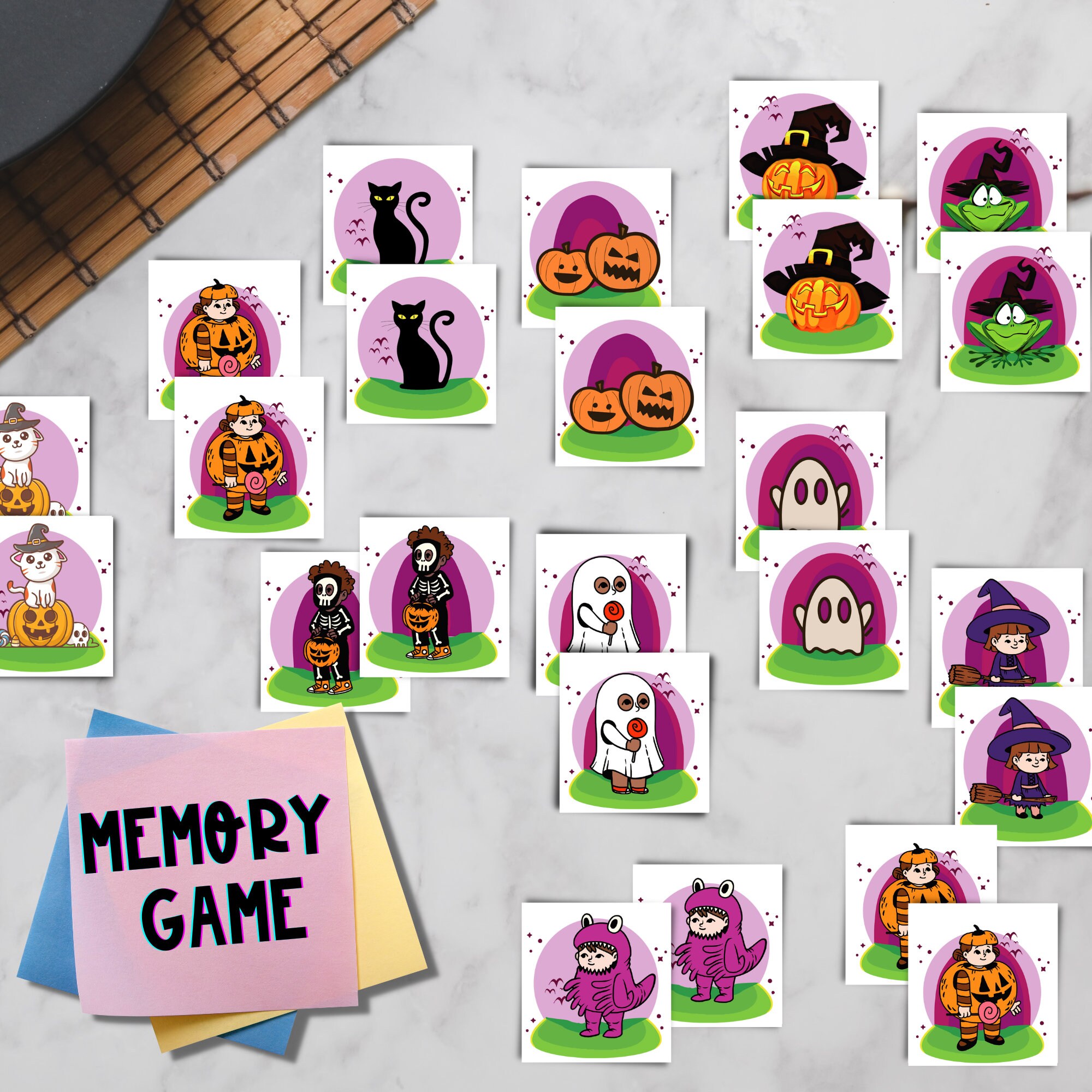 Printable Halloween Memory Games, Halloween Games for Family, Spooky ...