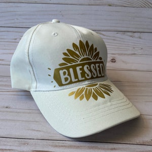 Blessed Baseball Cap, Cute Christian Hat, Gold Christian Cap, Christian ...