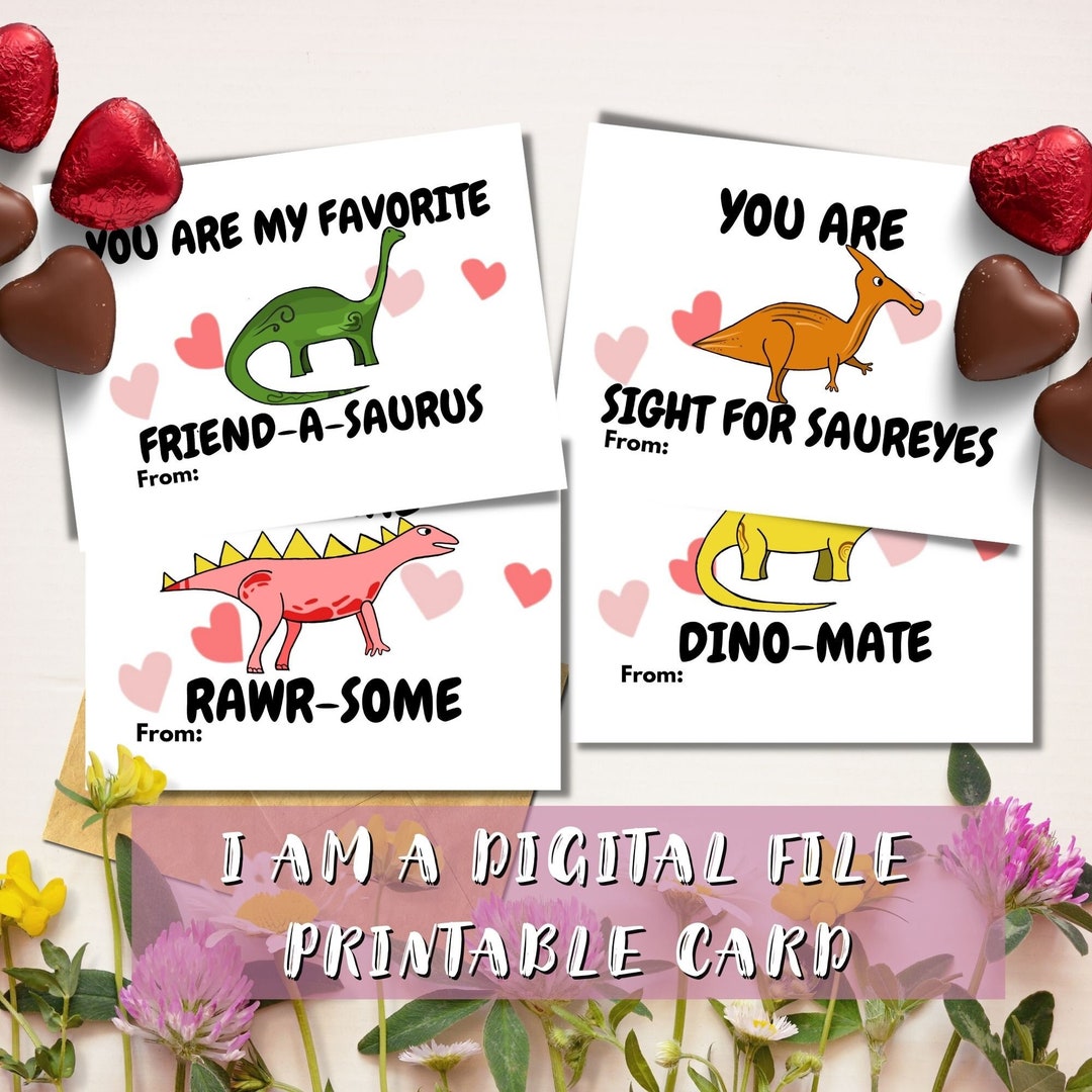 Printable Dinosaur Valentine's Day Cards,printable Dino Valentines ...