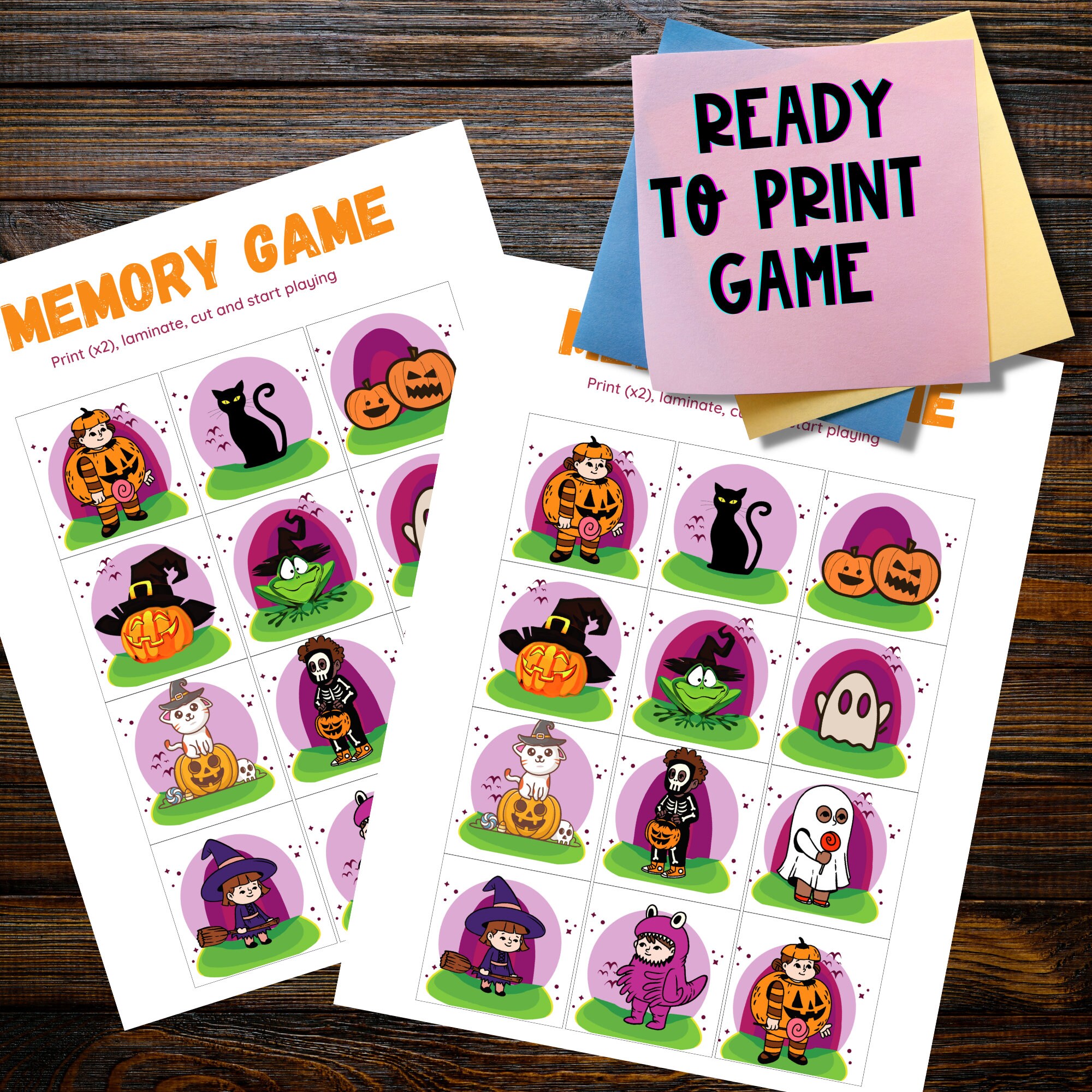 Printable Halloween Memory Games, Halloween Games for Family, Spooky ...