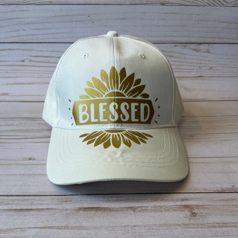 Blessed Baseball Cap, Cute Christian Hat, Gold Christian Cap, Christian ...