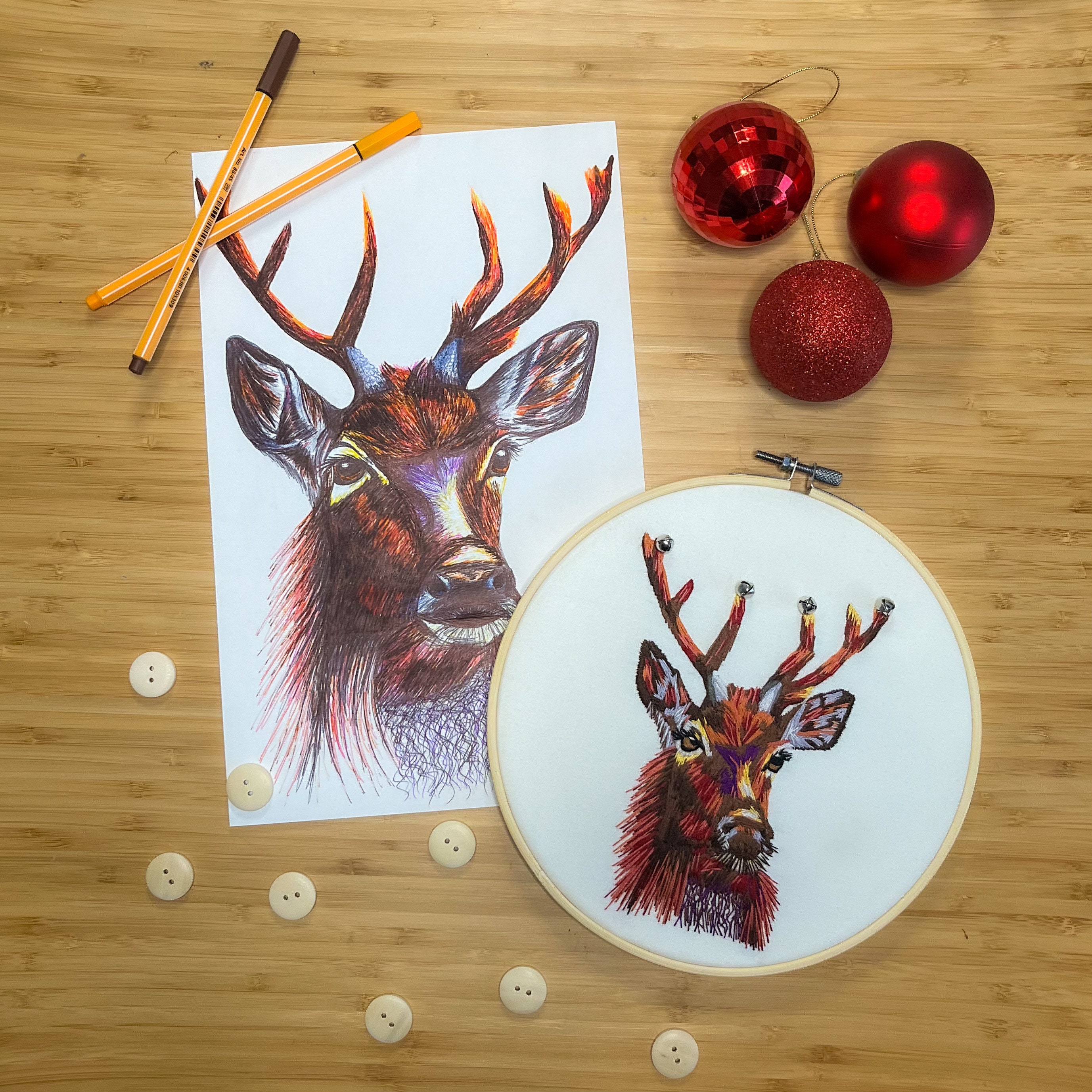 Reindeer Crewel Embroidery PDF Pattern - Etsy
