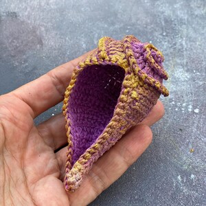 Golden and Lavender Crochet Shell Collectible Art - Etsy