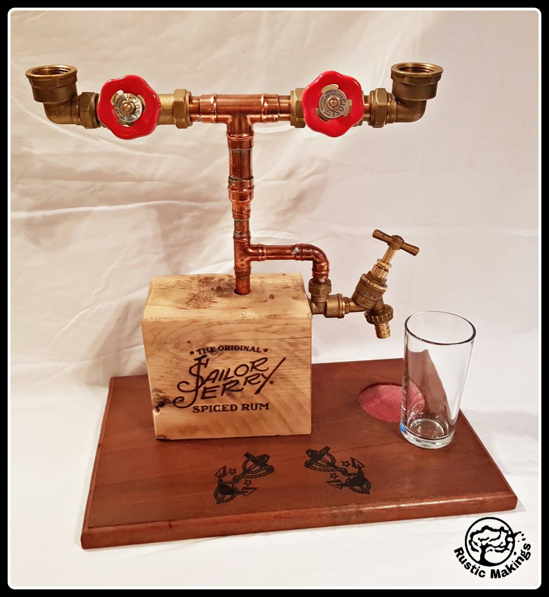 Rustic wooden and copper pipe drinks dispenser | Etsy