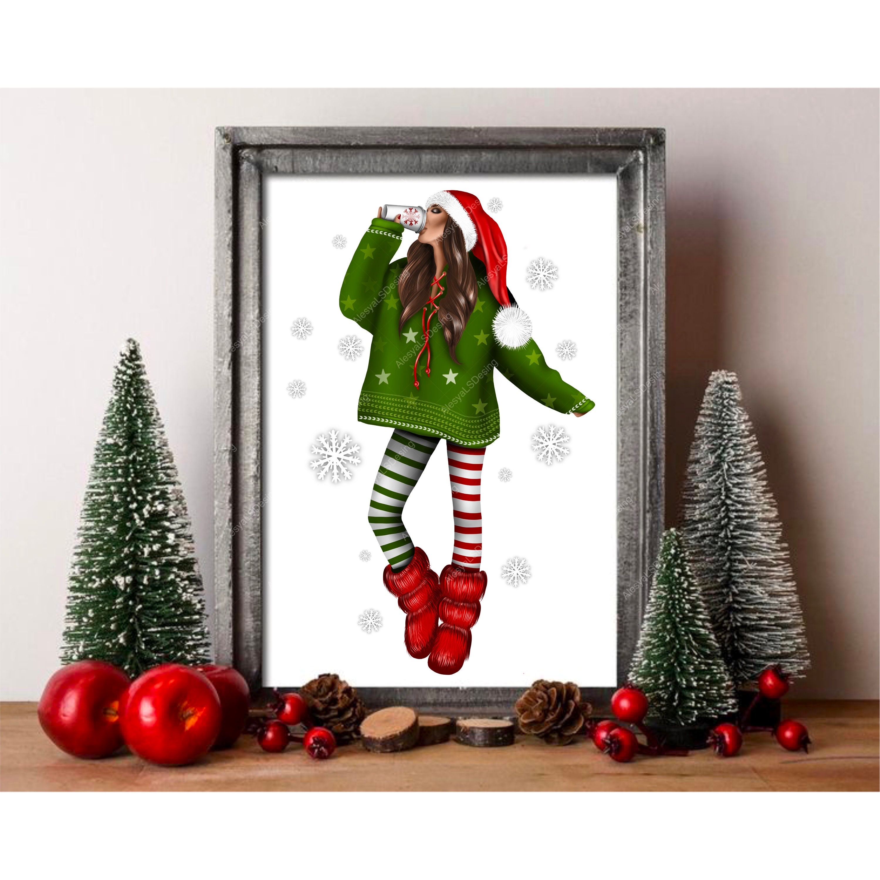 Santa Claus Girl Miss Santa Claus Clipart Fashion Christmas - Etsy