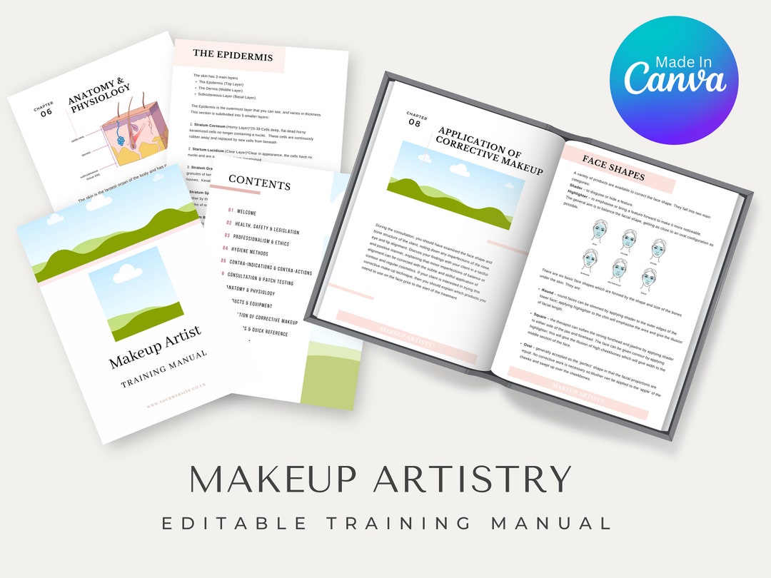 Makeup Artistry Editable Training Manual, Canva Template, Beauty ...