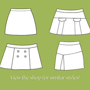 Pleated Mini Skirt Sewing Pattern | Printable PDF | Faux Pocket, Side ...