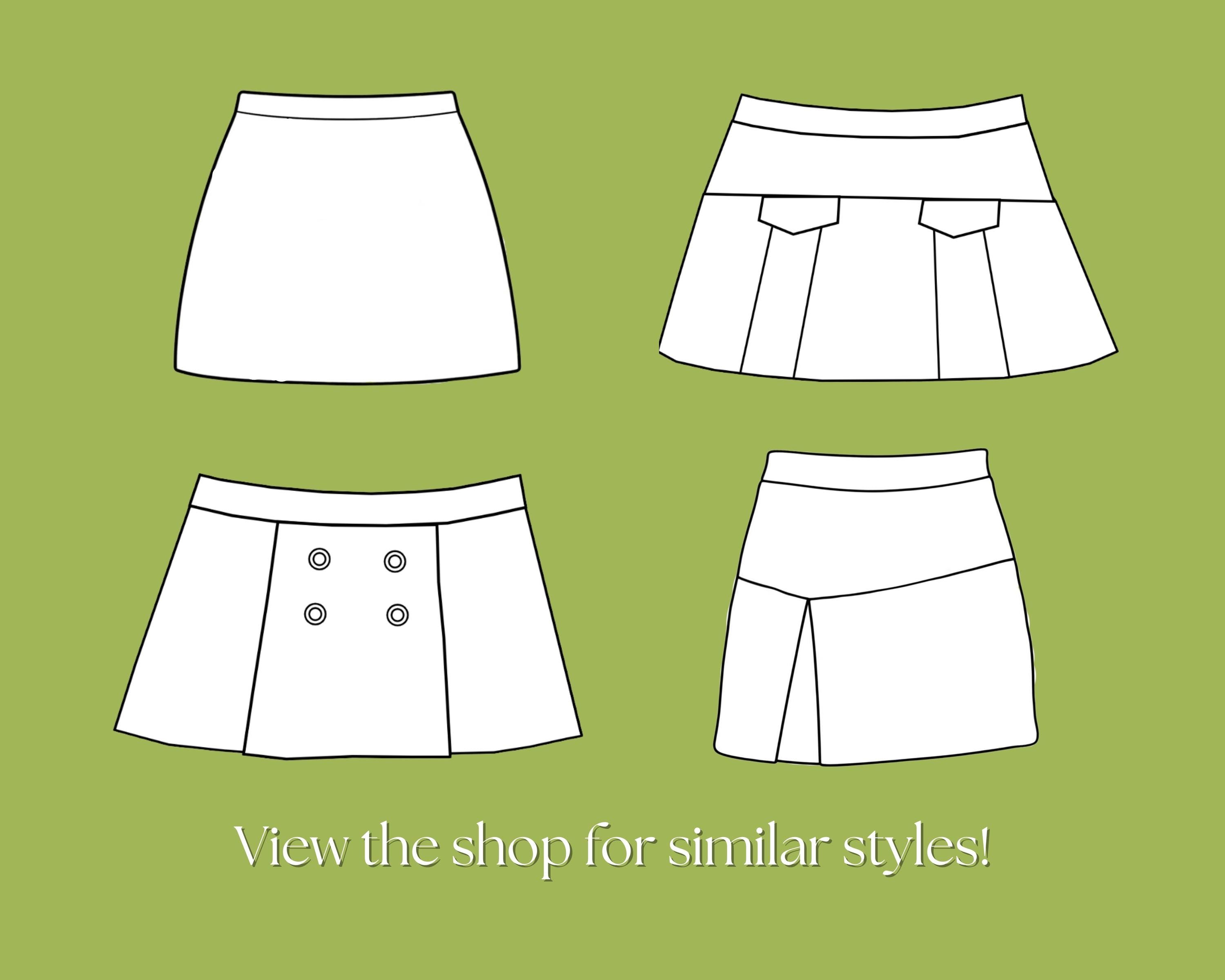 Pleated Mini Skirt Sewing Pattern | Printable PDF | Faux Pocket, Side ...