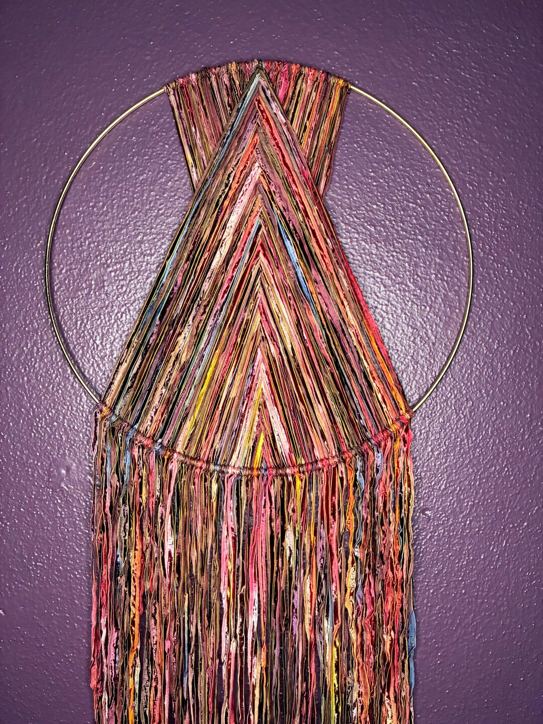 Macrame Hoop Wall Hanging: Boho Fiber Art Tapestry With Hand-dyed ...