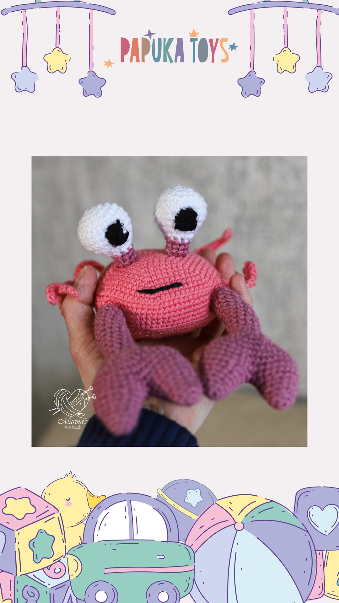 Crochet Crab Doll Amigurumi Ocean Toy Red Stuffed Crab Sea - Etsy