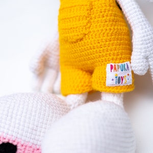 Amigurumi Crochet Toy White Mouse, Plush Mouse With Yellow Coveralls ...